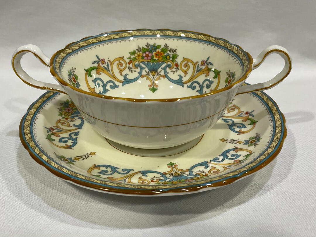 Ansley Henley China, 7778, Floral Double Handled Cream Soup Cup and ...