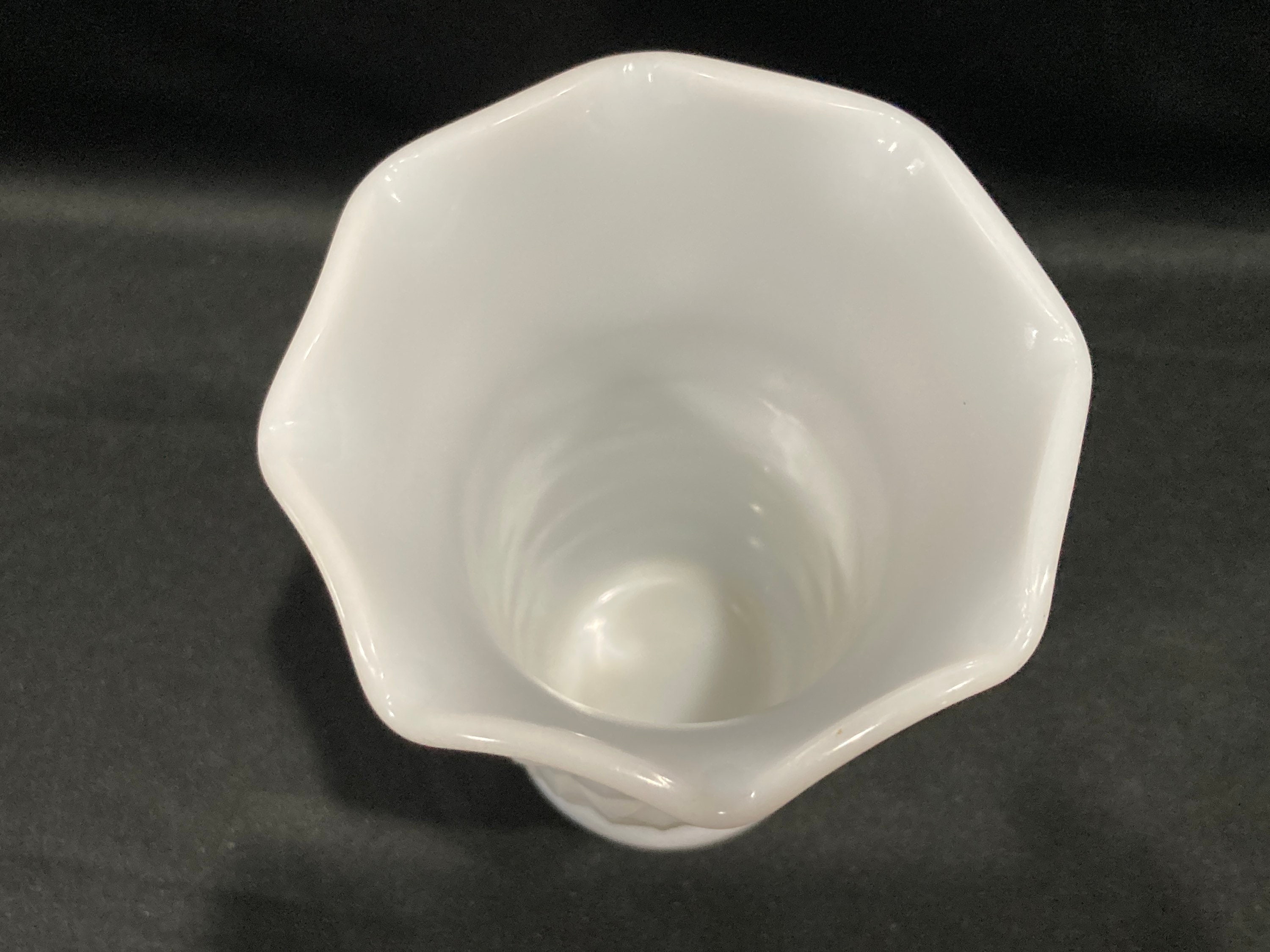 Vintage Milk Glass Triangular Shaped Raised Pattern Vase | Etsy