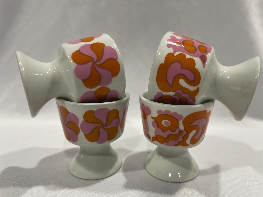 Arabia of Finland Pottery, Pink and Orange Egg Cups Set of 4 - Etsy