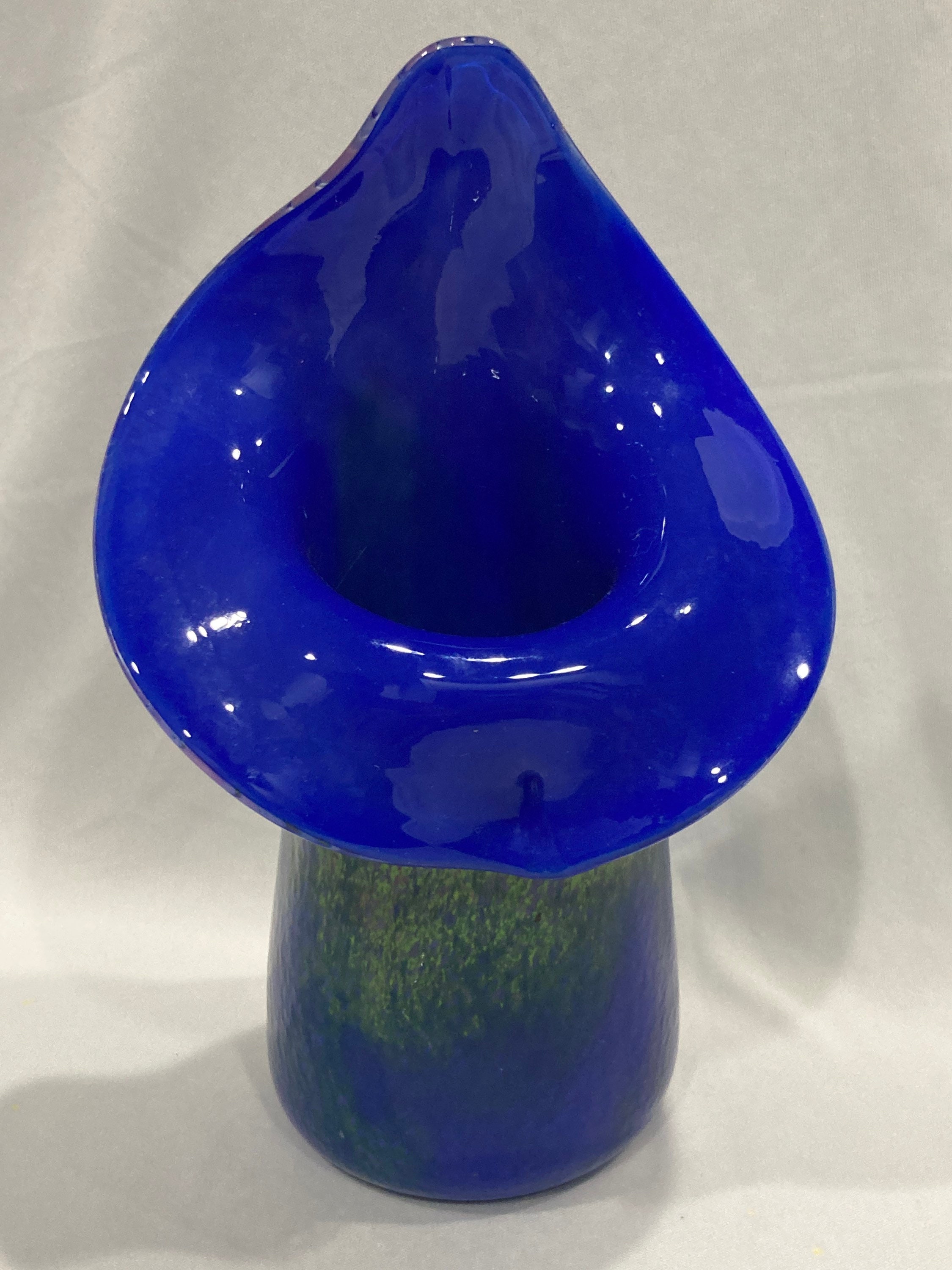 Hand Blown Glass Vase Bright Blue Glass With Chartruese Green - Etsy