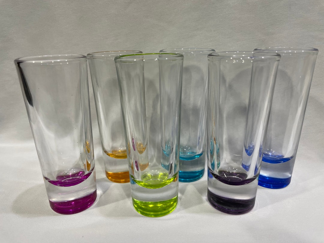 Crisa Heavy Bottom Colored Double Shot Glasses, Heavy Bottom Colored ...