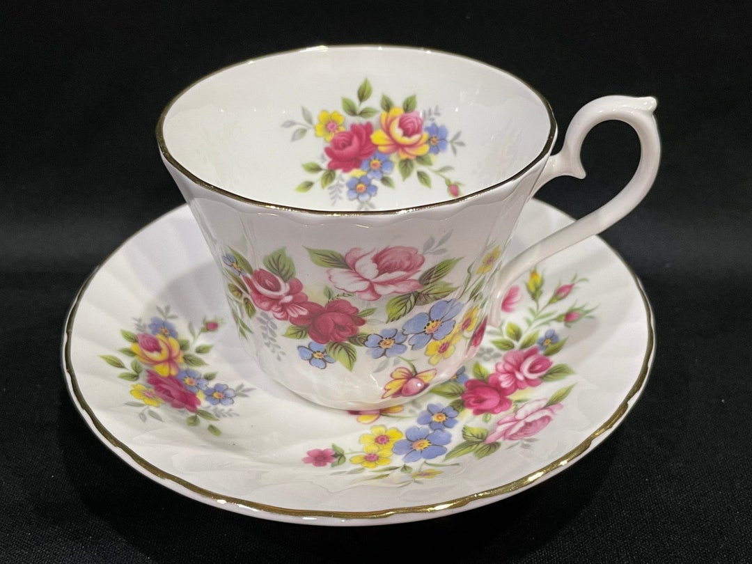 H&M Royal Sutherland Fine Bone China, Floral Spray Cup and Saucer, Made ...