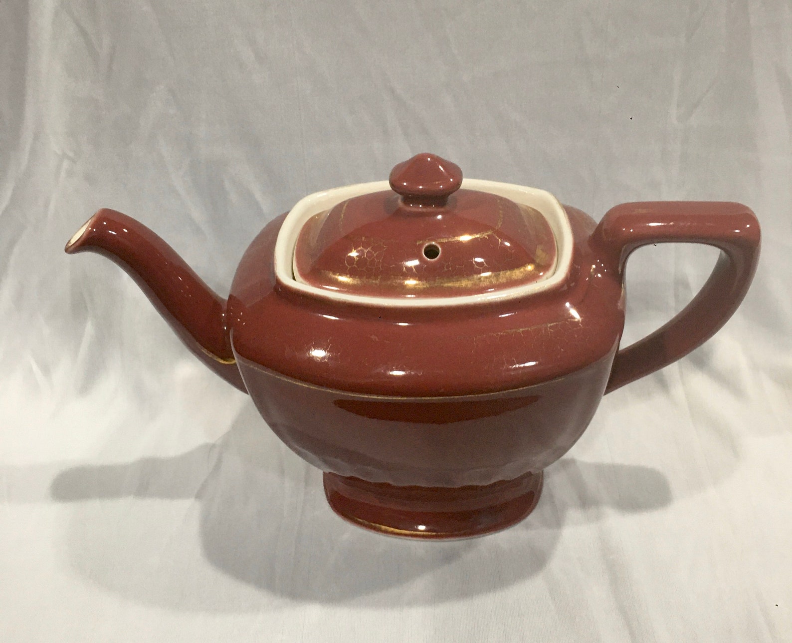 Vintage Hall Pottery Teapot Hollywood Vintage Burgundy S7714 | Etsy