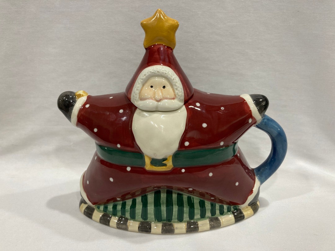 Santa Clause Teapot, Star Shaped Teapot, Sakura Pottery, Debbie Mumm ...