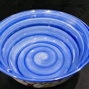 Christmas Swirl, Hand Painted Snowman Bowl, Bowl With Blue Swirled ...