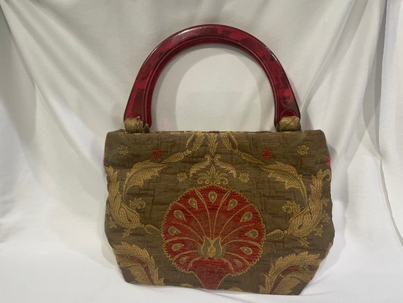 Brocade Handbag with Plastic Handles, Brocade Purse, … - Gem
