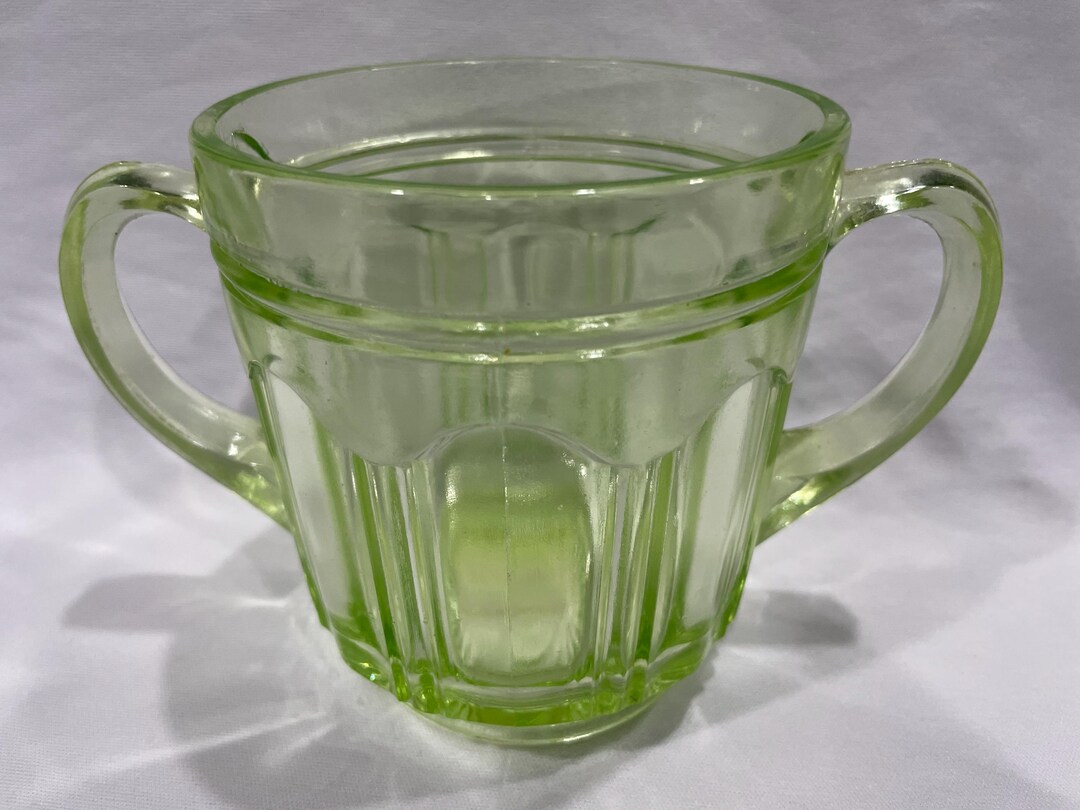 Anchor Hocking, Uranium Glass, Colonial Knife and Fork Double Handled ...