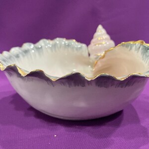 Porcelain Shell Shaped Bowl, Marked Made in Italy, Hand Painted Flower ...