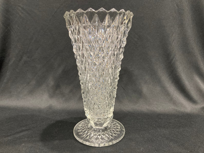 Indiana Glass Diamond Point 8 Vase | Etsy