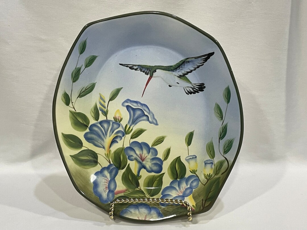 Pacific Rim, Hand Painted Hummingbird and Morning Glory Plate - Etsy