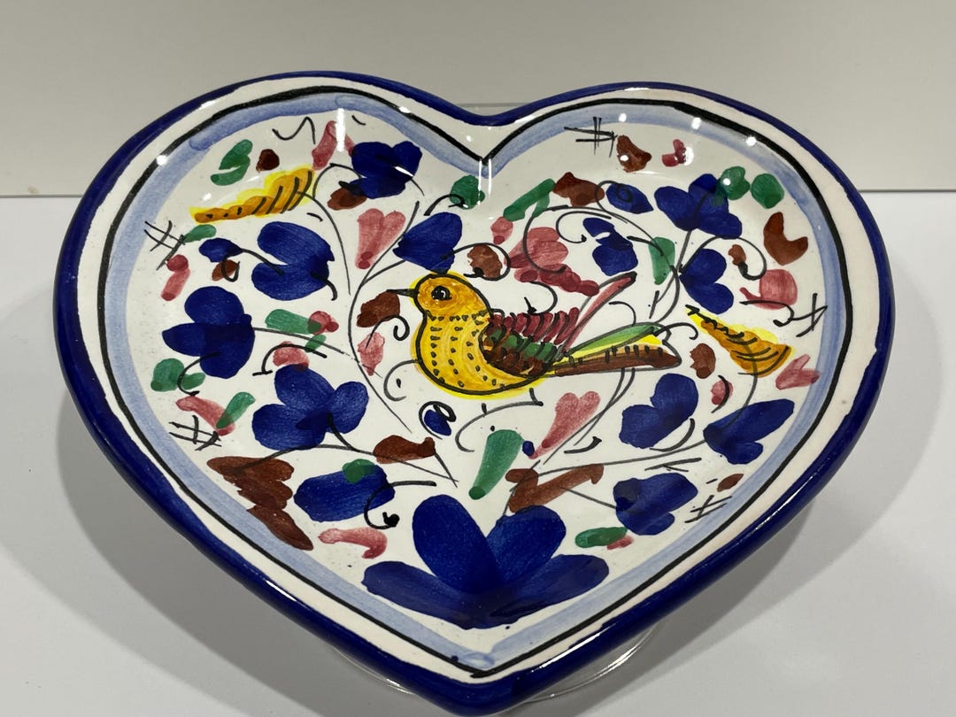 Sambuco Mario Pottery, Made in Italy, Heart Shaped Trinket Bowl With ...