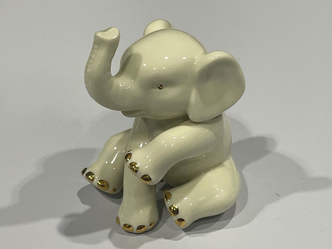 Lenox Porcelain Elephant Trimmed in Gold, Gold Trimmed Elephant With ...