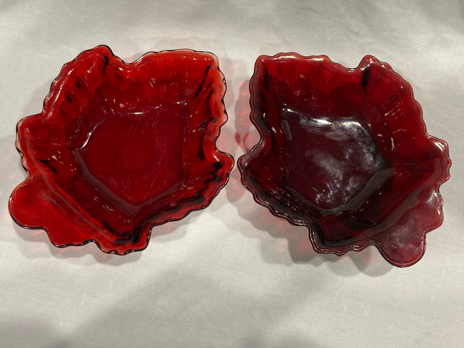 Anchor Hocking Ruby Red Maple Leaf Shaped Dishes Set of 2 - Etsy