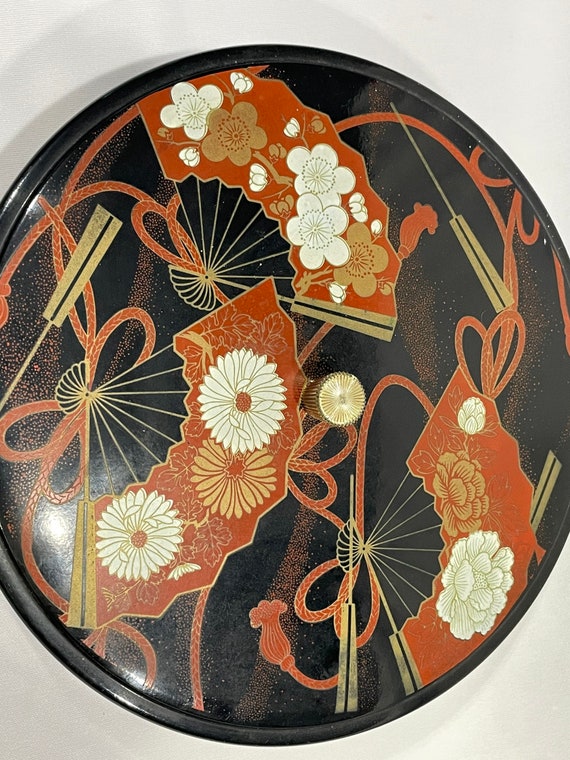 Japanese Black Plastic Round Trinket Box with Gold Co… - Gem