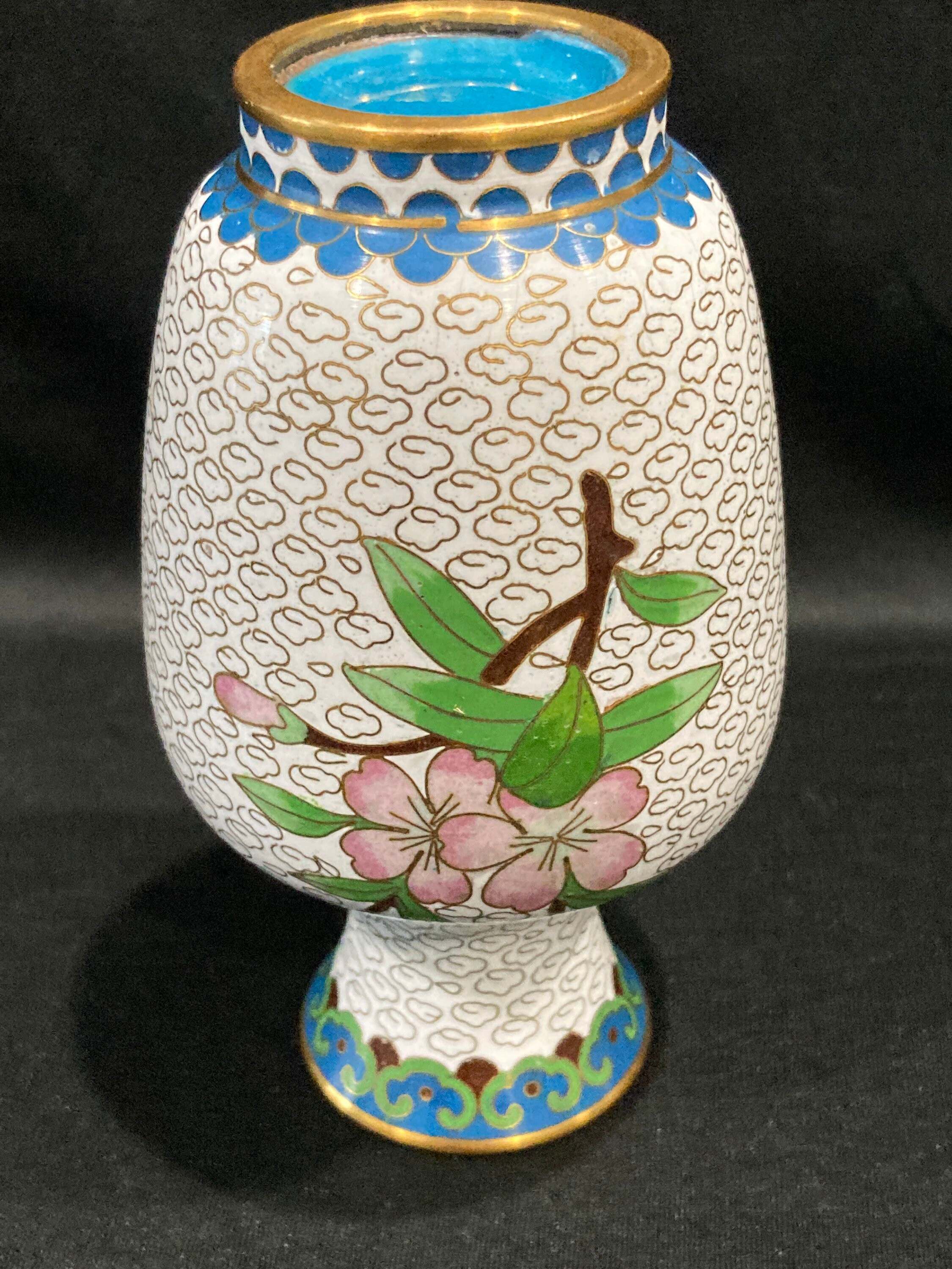 Chinese Cloisonné Vase Cherry Blossoms and Black Bird Blue | Etsy Chinese Cloisonné Vase Cherry Blossoms and Black Bird Blue | Etsy