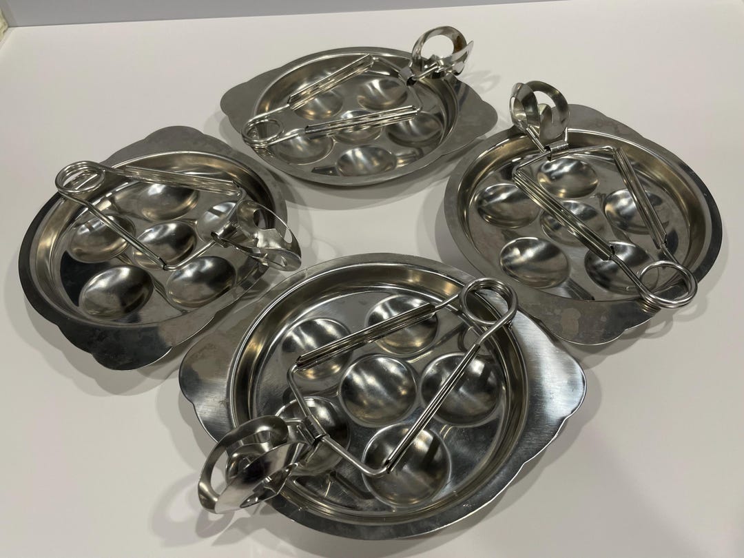 American Metal Crafting Escargot Tray and Tongs, Snail Trays and ...