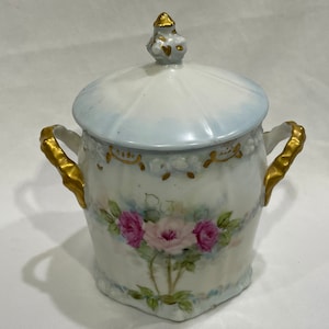 German Porcelain, Hand Painted Porcelained Lidded Jar, German Hand ...
