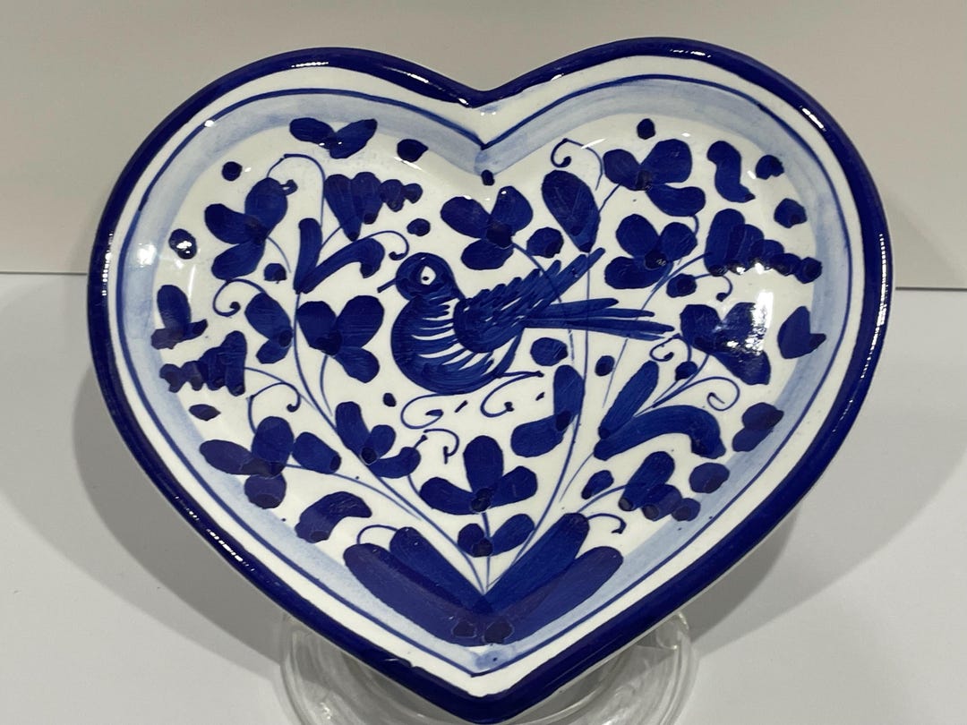 Sambuco Mario Pottery, Made in Italy, Heart Shaped Trinket Bowl With ...