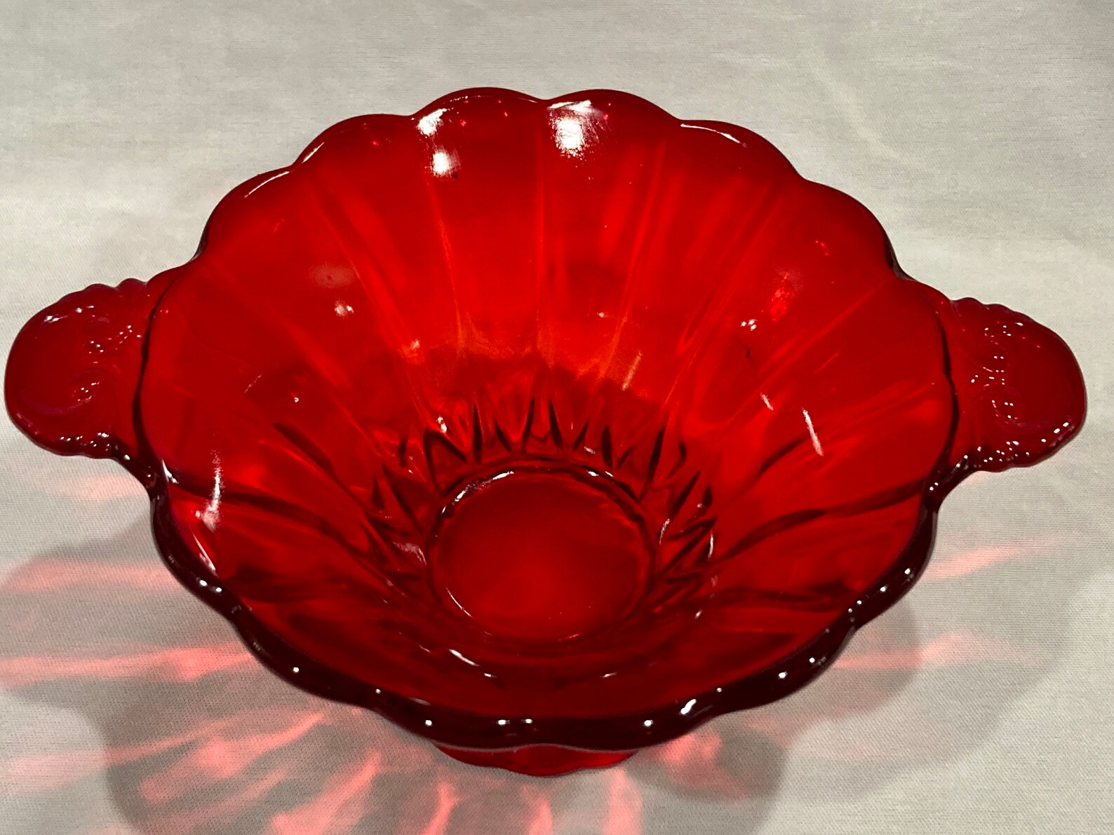 Imperial Glass Co. Red Footed Amberina Bowl with Handles | Etsy