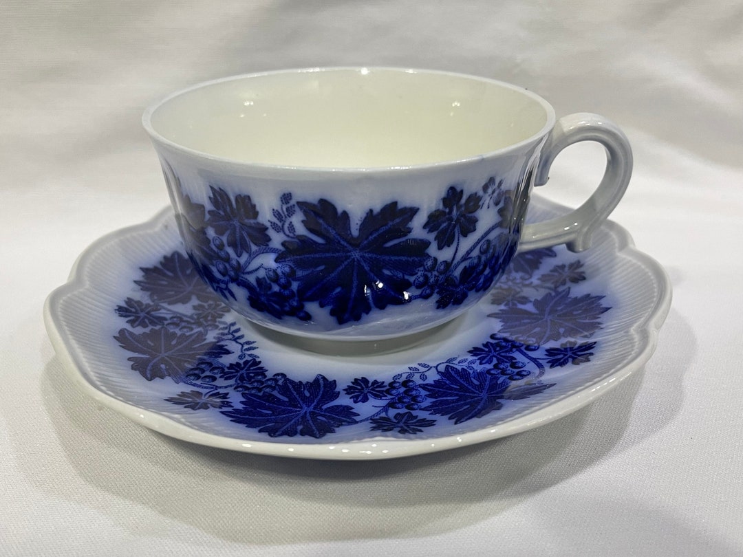 Vinranka Gefle Sweden Flow Blue Cup and Saucer, Blue Percy Flow Blue ...
