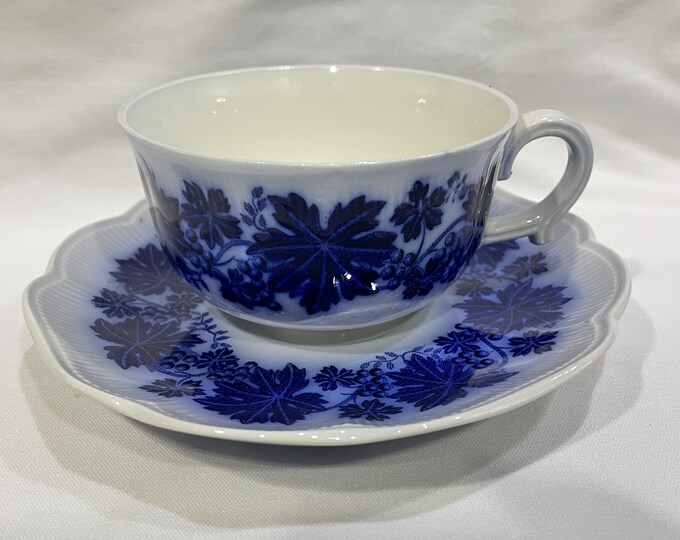 Vinranka Gefle Sweden Flow Blue Cup and Saucer, Blue Percy Flow Blue ...