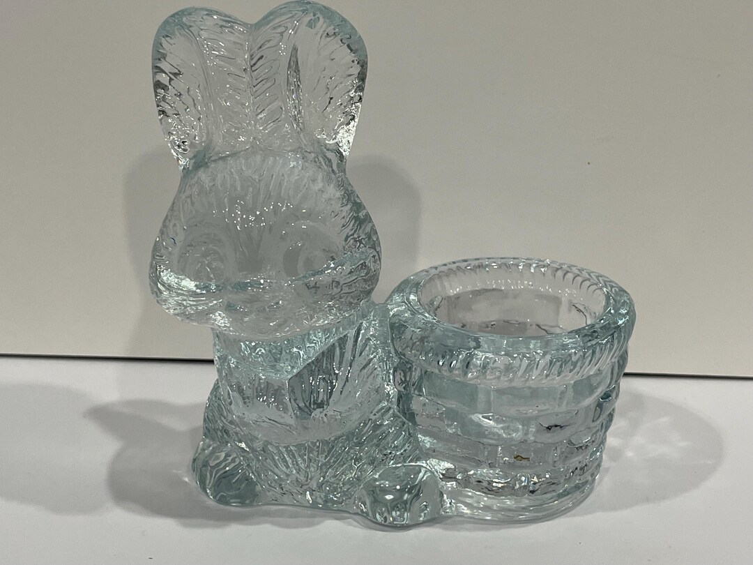 Goebel Light Blue Glass Bunny Rabbit With Basket Votive, Easter Rabbit ...