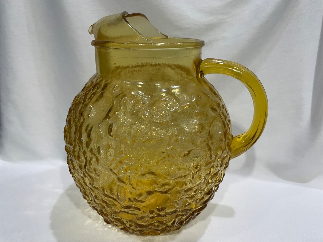 Anchor Hocking, Gold Lido Crinkle Pitcher, 96 Oz Green Pitcher ...
