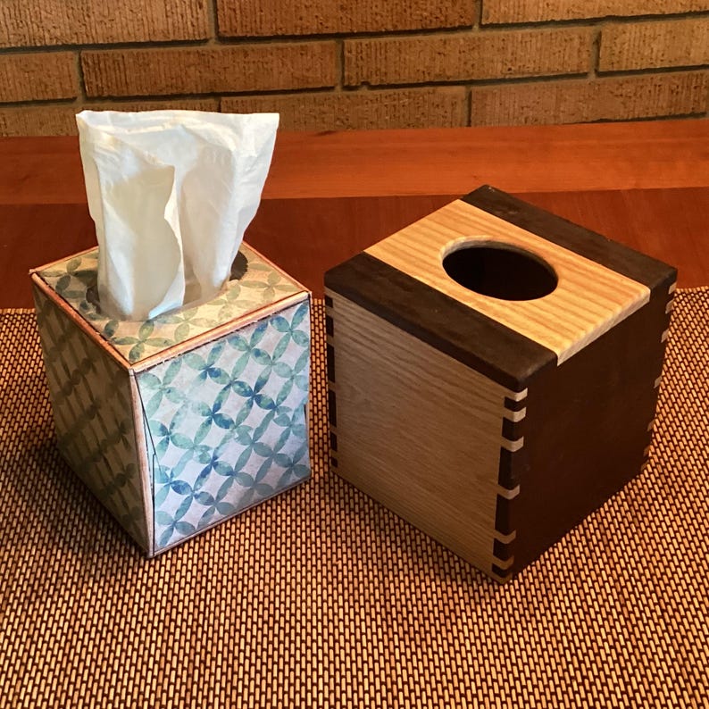 Square Wood Tissue Box - Cube Wood Tissue Box - Gift for Mom - Gift for ...