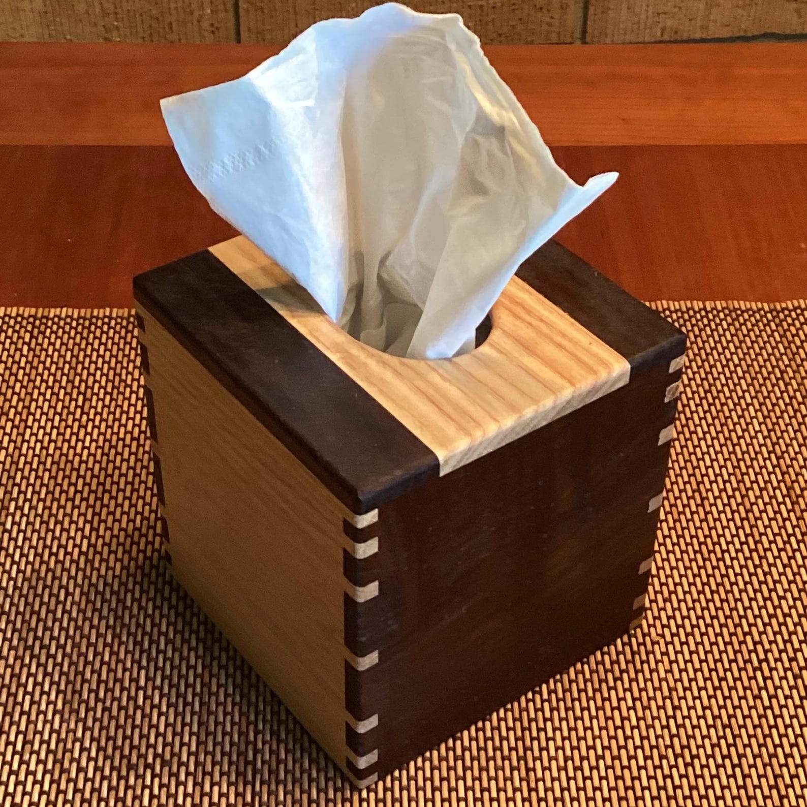 Square Wood Tissue Box - Cube Wood Tissue Box - Gift for Mom - Gift for ...