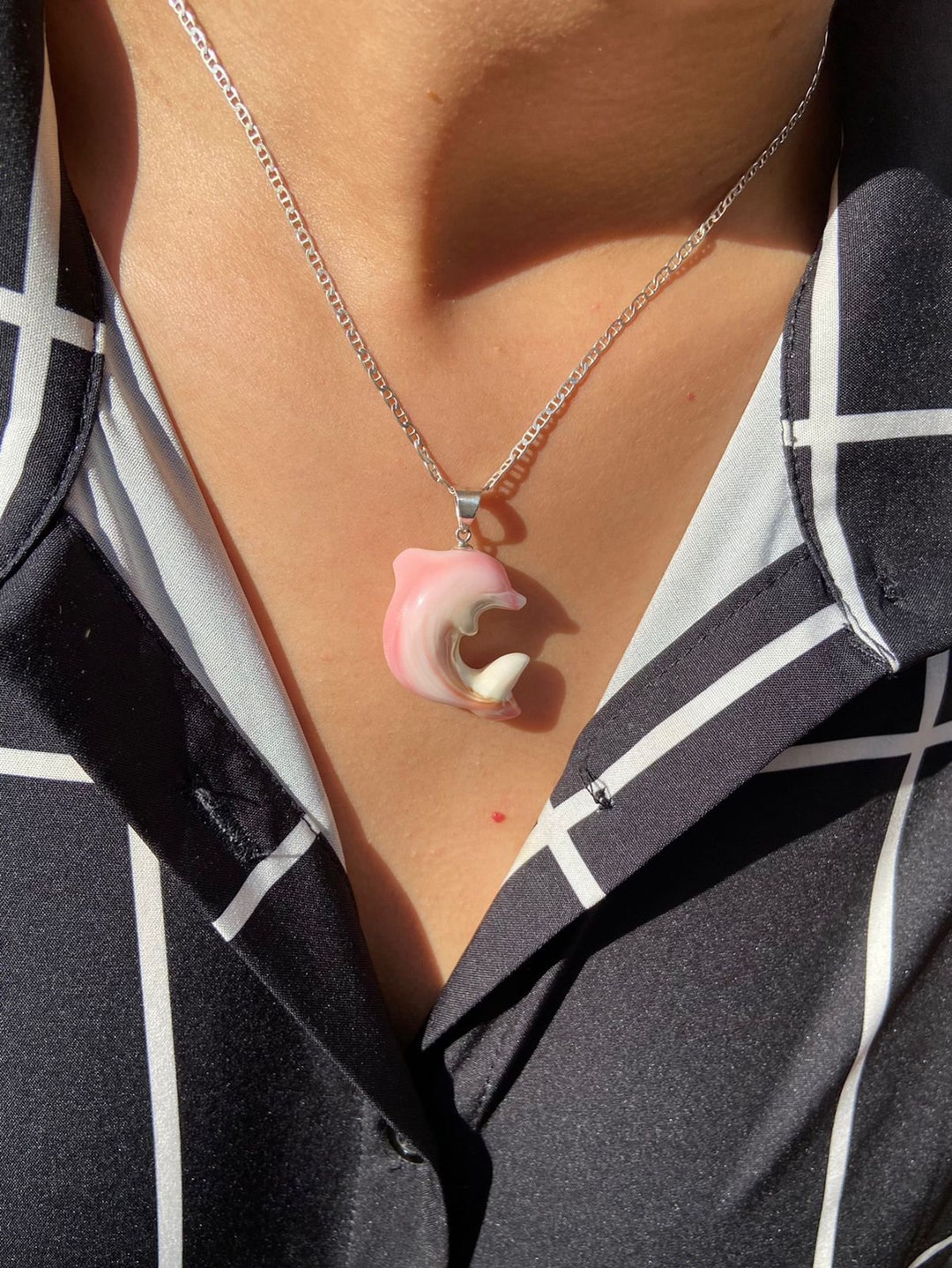 Handmade Pink Snail Dolphins in 925 Sterling Silver - Etsy