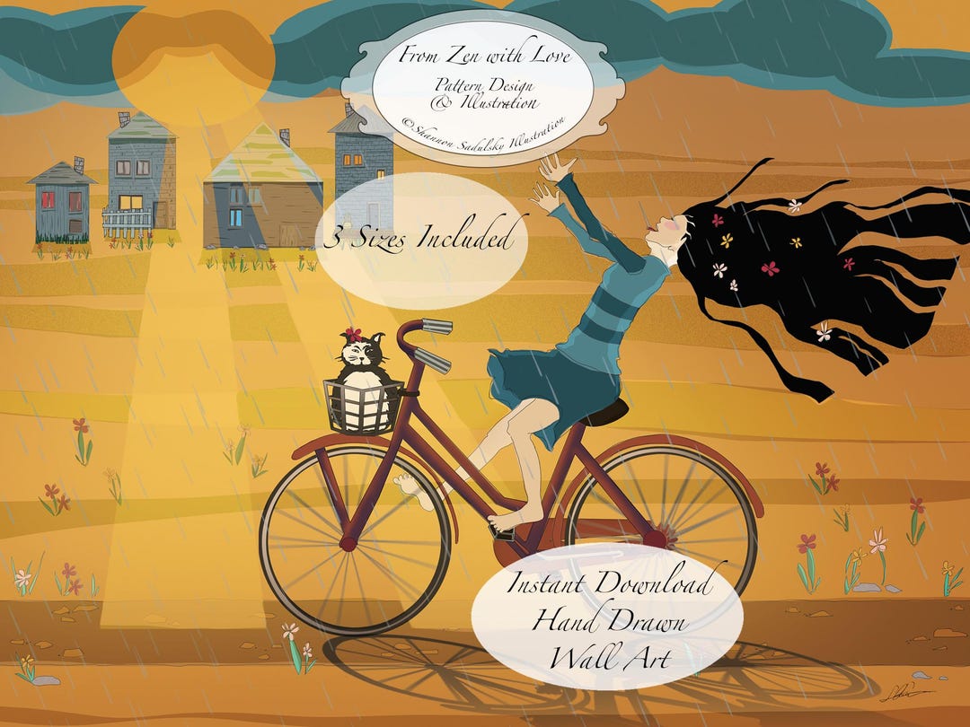 My Cool Cat Wall Art-inspirational and Colorful Wall Decor-spring Rain ...