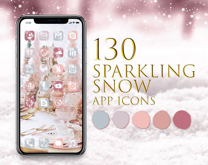 130 Sparkling Snow Theme App Icons Pack New Year IOS 14 App Icons ...