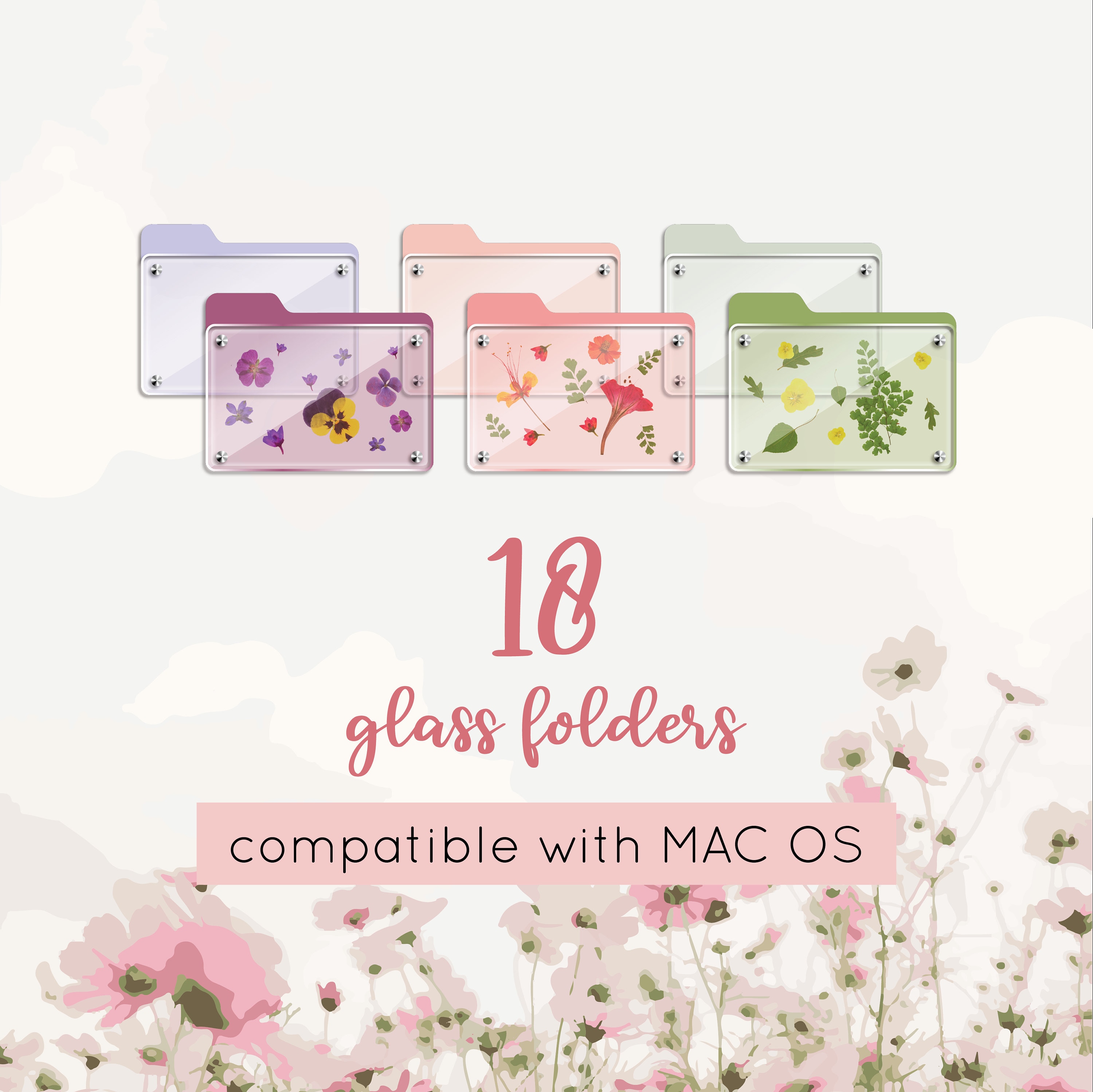 Transparent Spring Boho Mac Folder Icons Aesthetic Mac Folder Icons ...