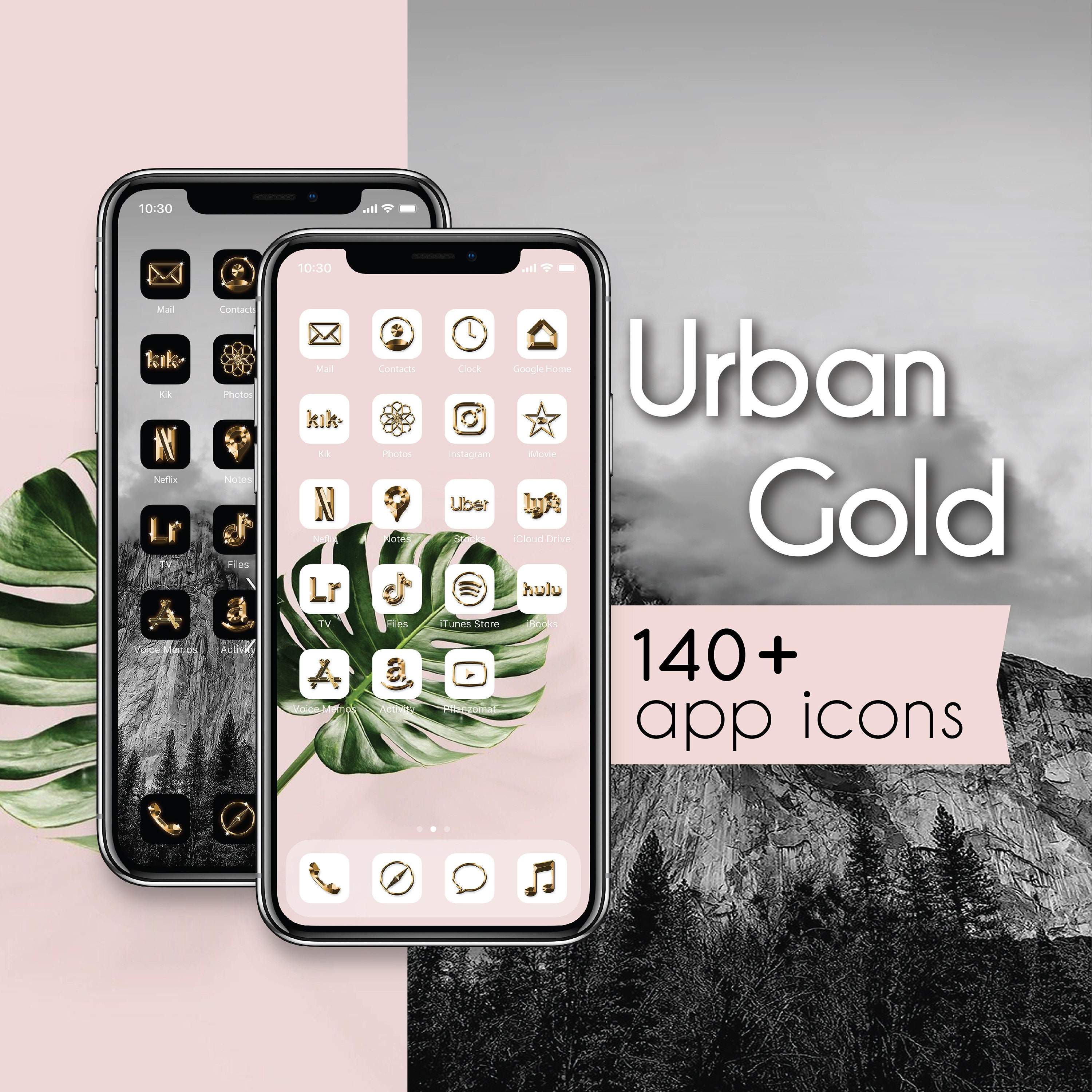140 Gold App Icon Pack 3D IOS 14 App Icons Black and Gold App Icons ...