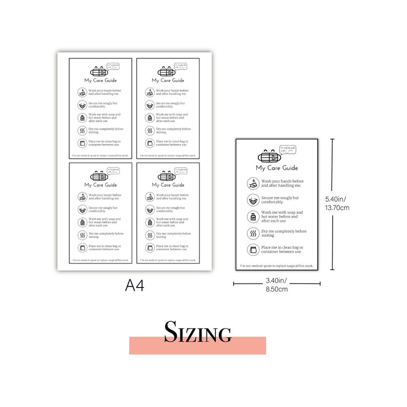 Face Mask Care Card Face Mask Care Instructions Labels for Masks ...