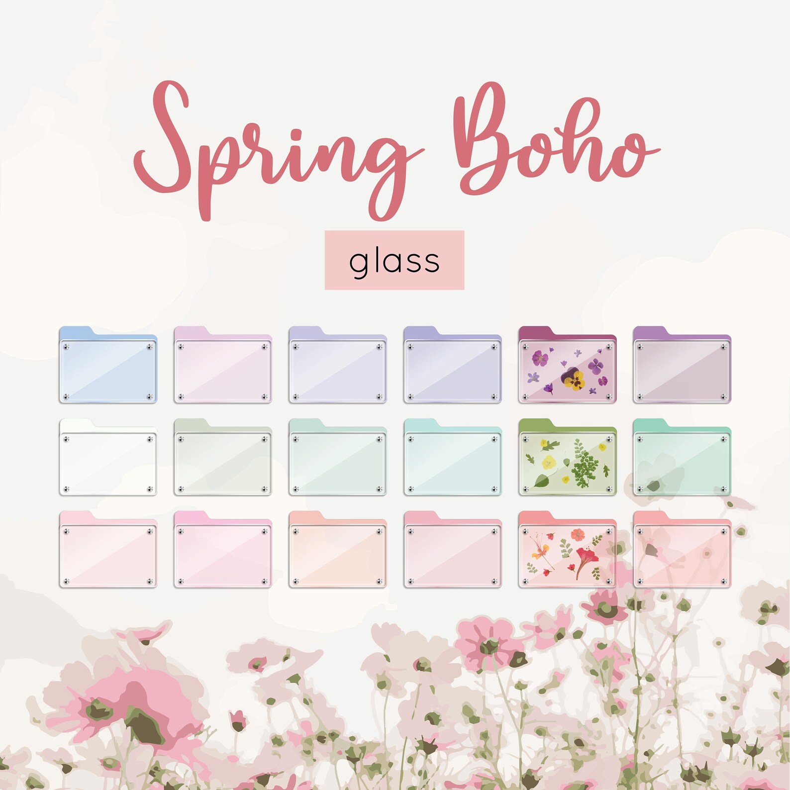 Transparent Spring Boho Mac Folder Icons Aesthetic Mac Folder Icons ...