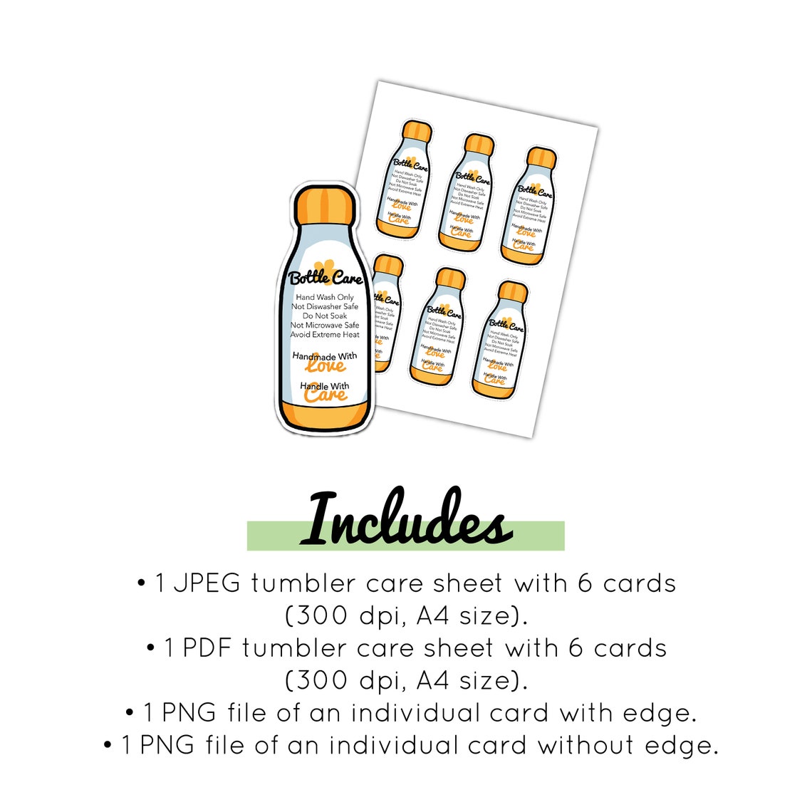 PRINTABLE Water Bottle Care Cards Water Bottle Care Instructions Water ...