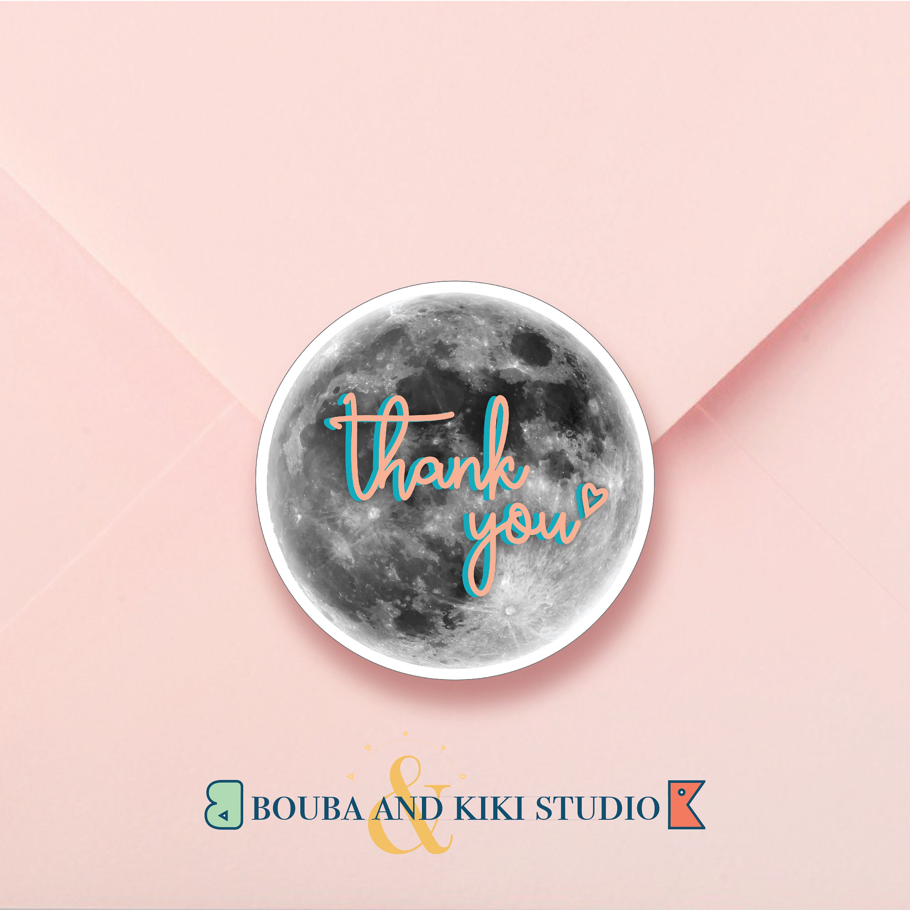 Thank You Stickers Moon Printable Stickers Digital Download Packaging ...