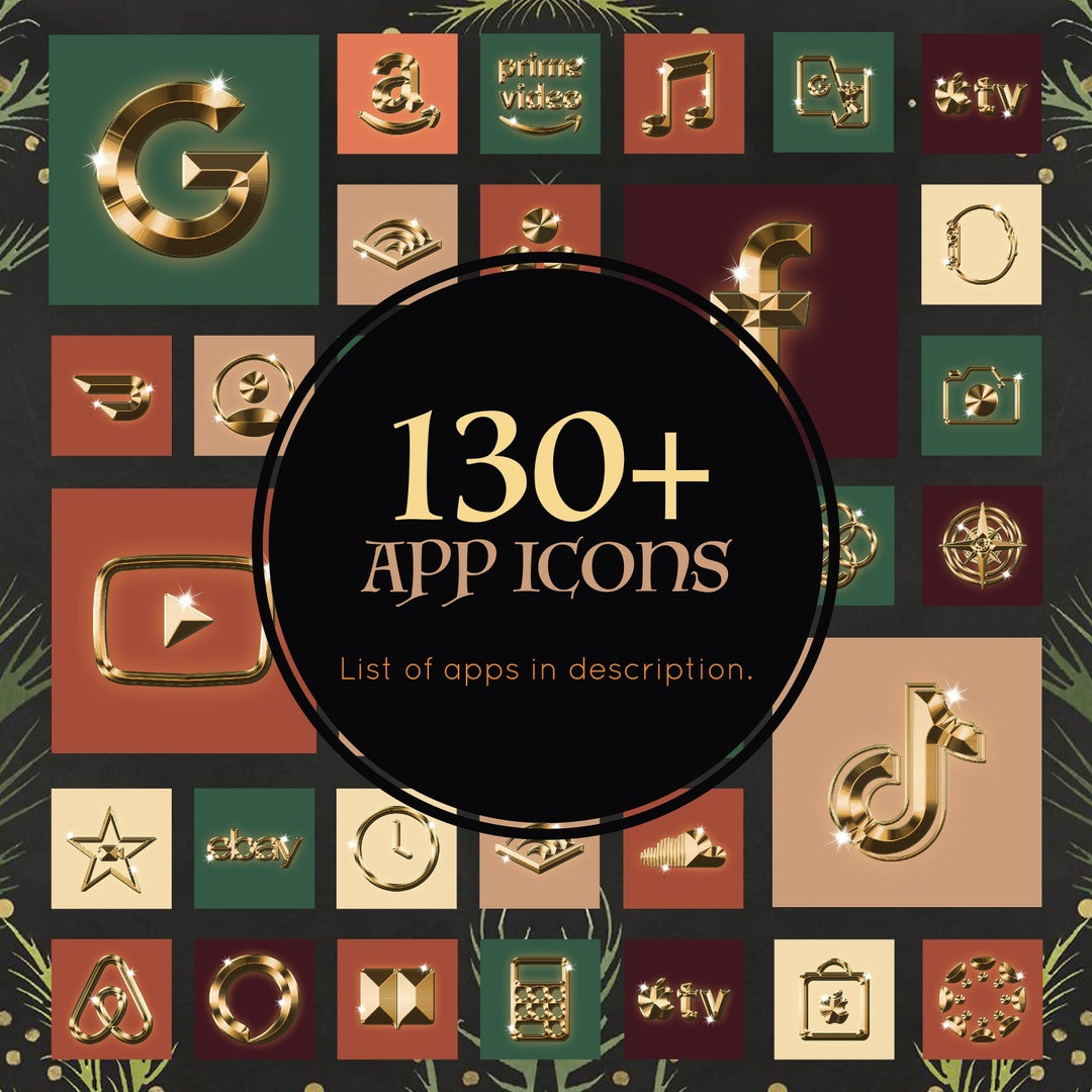 130 Gold Christmas App Icon Pack Christmas IOS 14 App Covers Christmas ...