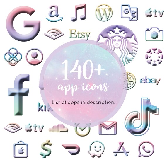 140 Pastel App Icons Pack Unicorn Pastel Icons Pack | Etsy
