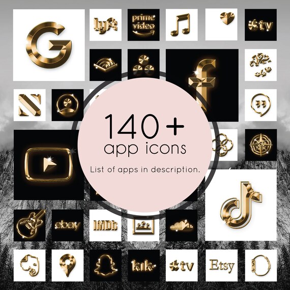 140 Gold App Icon Pack 3D IOS 14 App Icons Schwarz und | Etsy