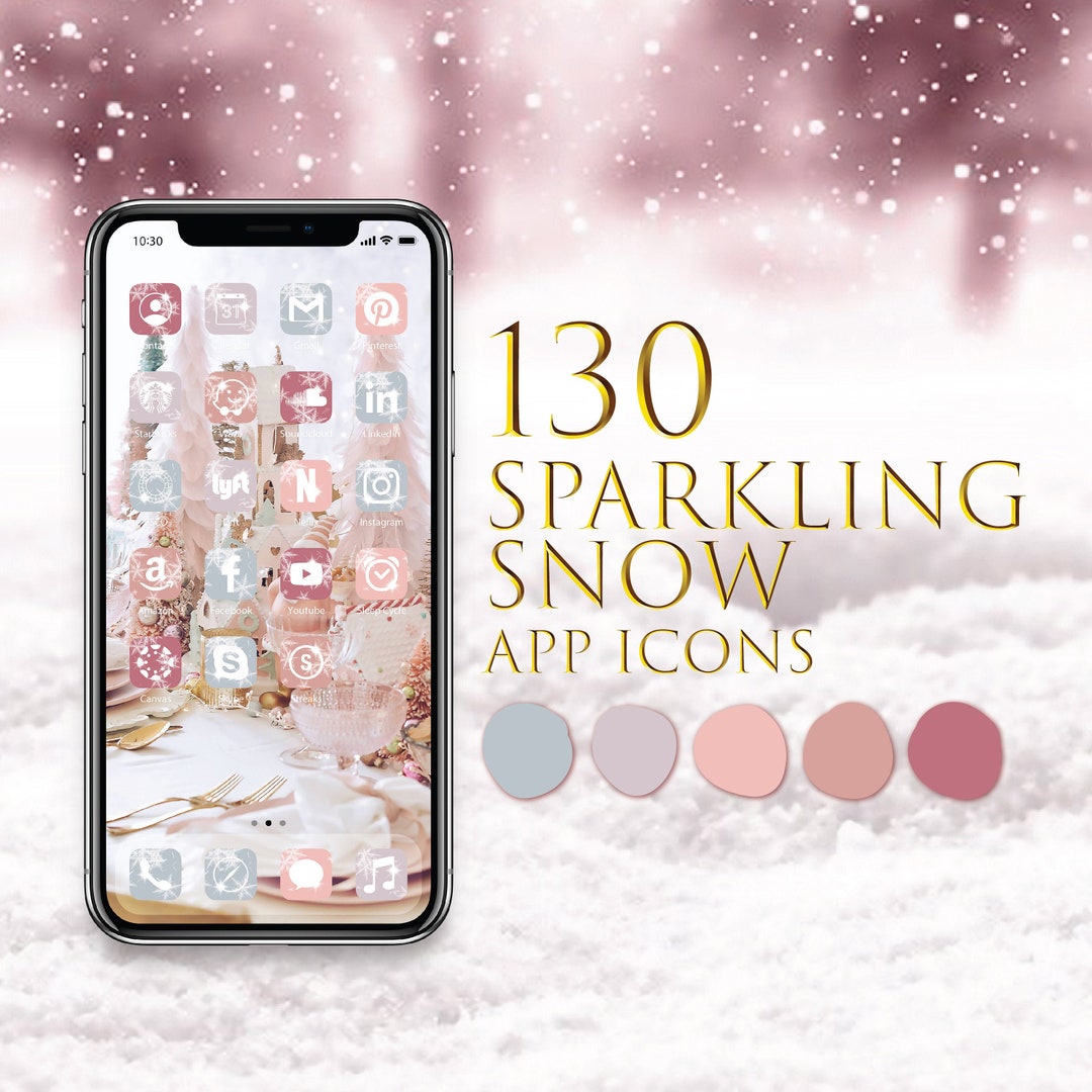 130 Sparkling Snow Theme App Icons Pack New Year IOS 14 App Icons ...