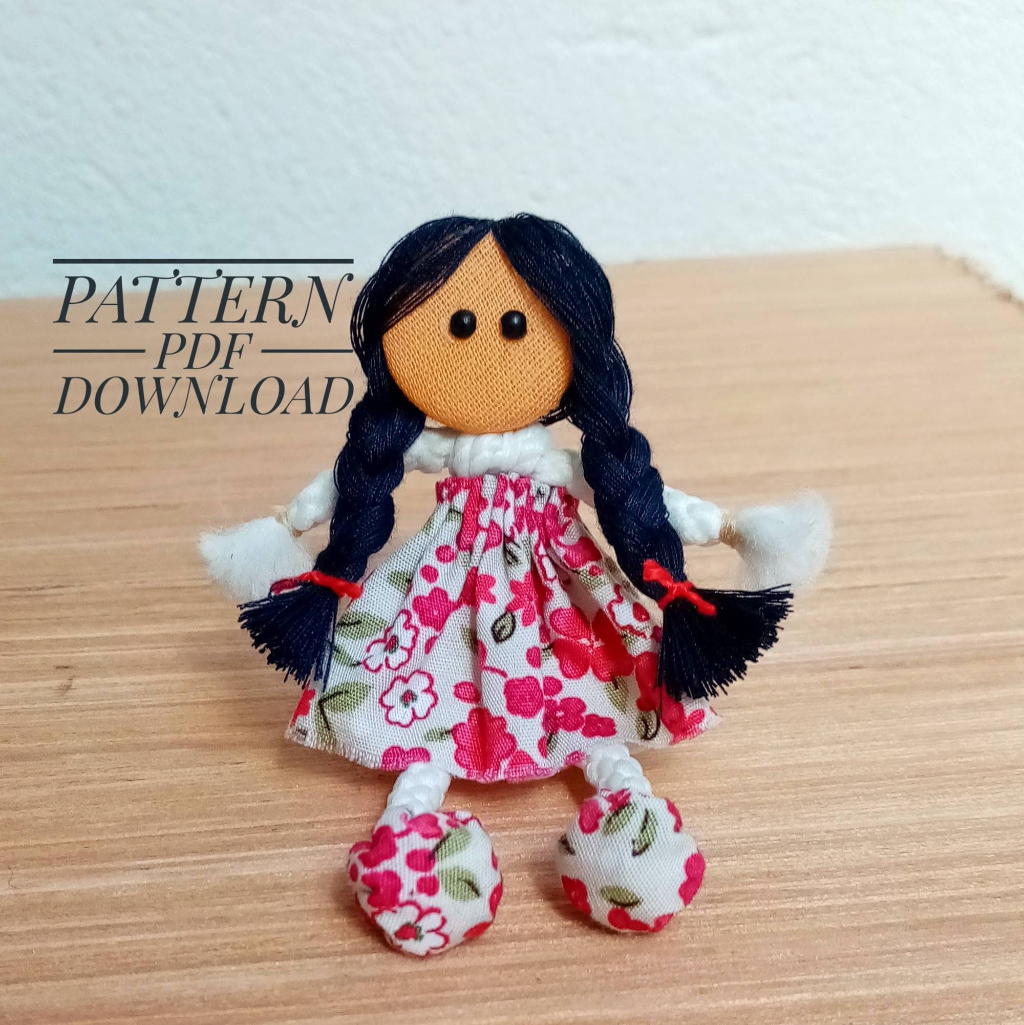 Tiny Doll Pattern Doll Tutorial, Fabric Doll, Dollhouse Miniature Doll ...