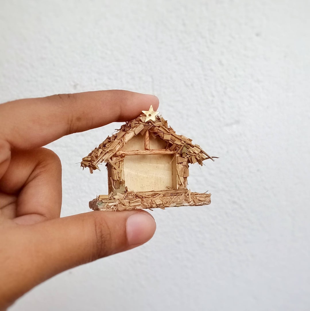 Nativity Stable Miniature Christmas Nativity Stable Wooden Dollhouse ...