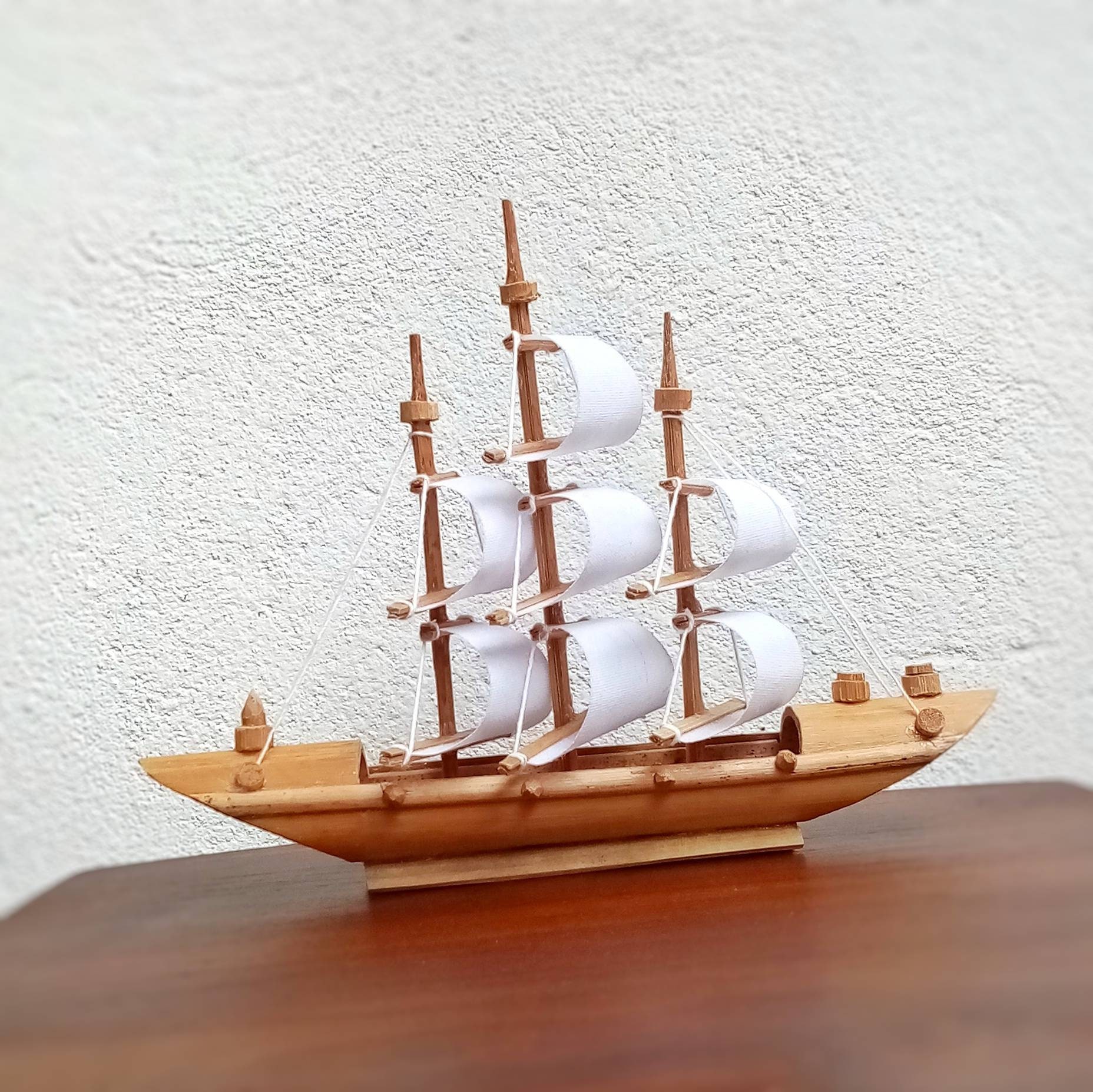 Miniature Sailing Ship Wooden Ship Handmade Sail Ship Shelf Display ...