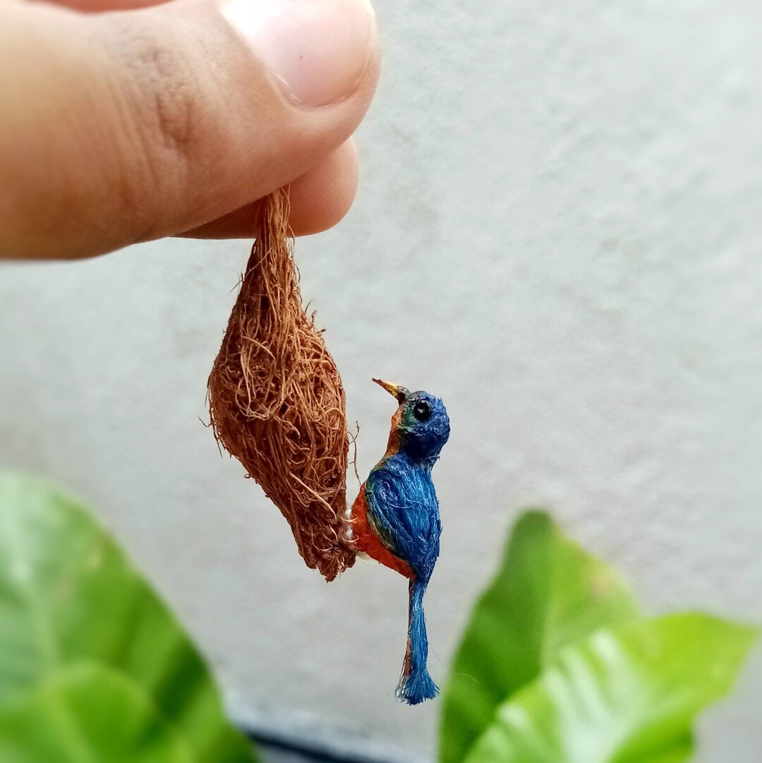 Miniature Bird Nest With Bird Christmas Tree Nest Hanging Bird Nest ...