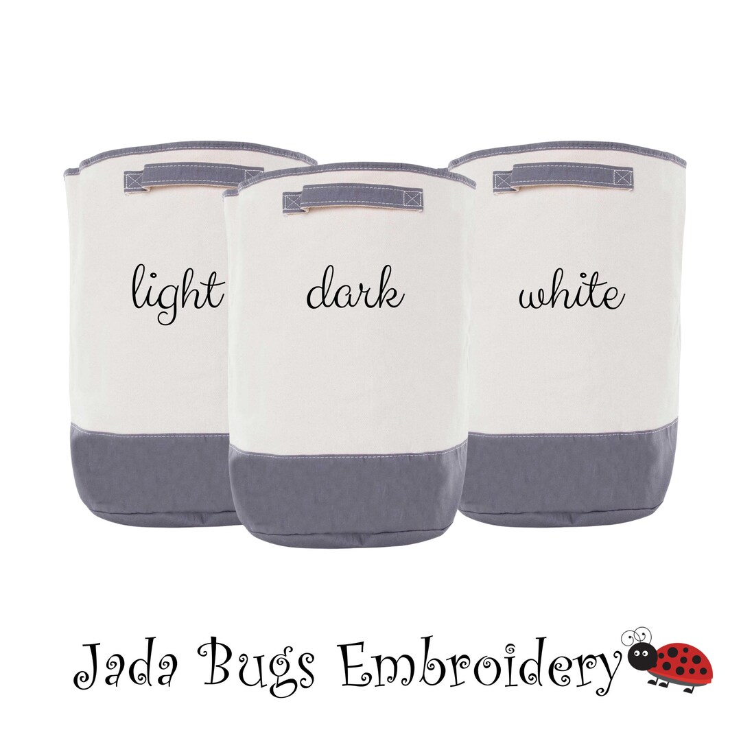 Personalized Laundry Hampers, Canvas Laundry Bags Set of 3 Laundry Bags ...