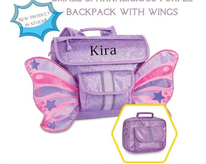 Kids Personalized Butterfly Backpack, Sparkly Purple Small Backpack ...