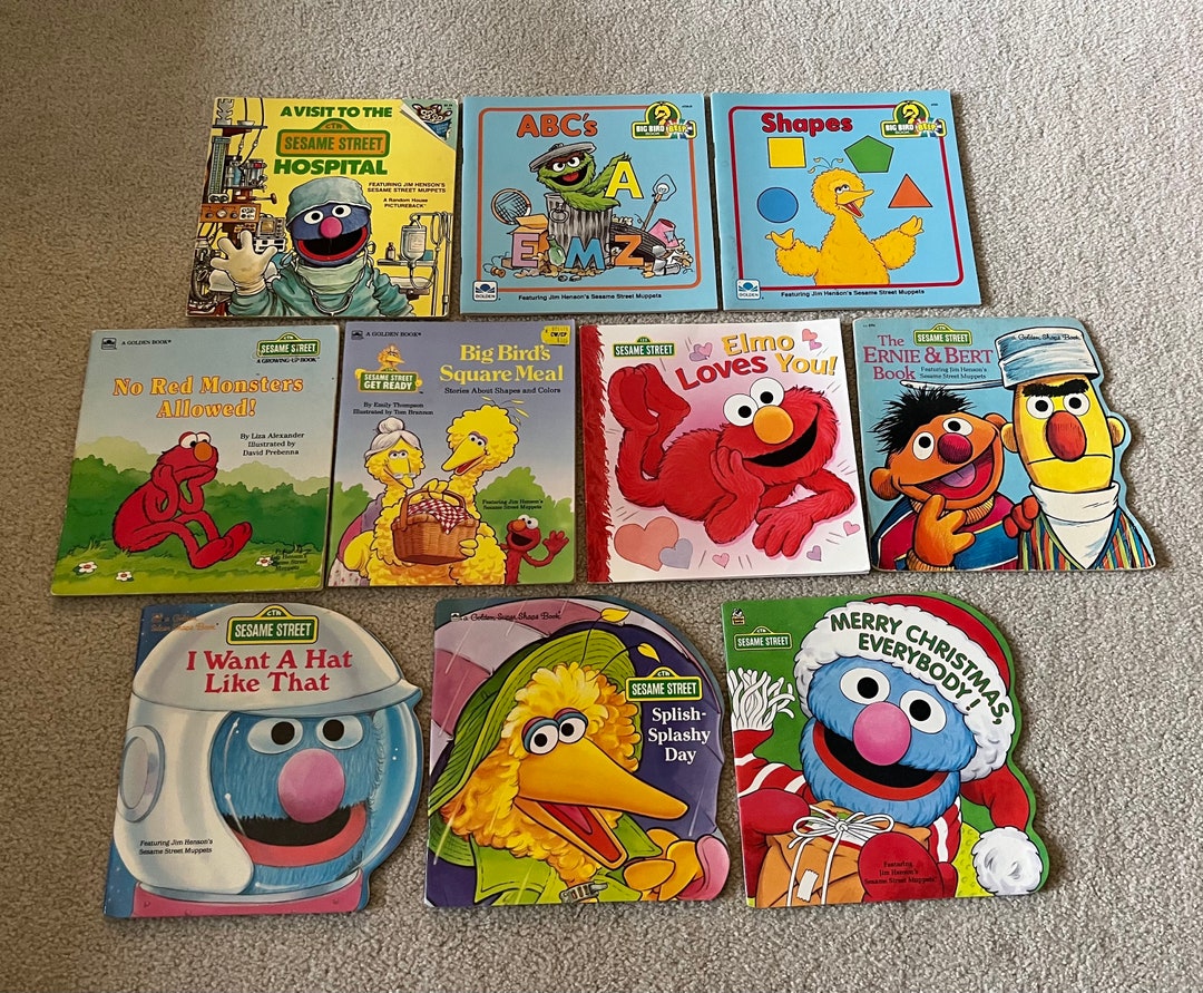 Sesame Street Books Lot Vintage Elmo Golden Books Colors Abcs - Etsy