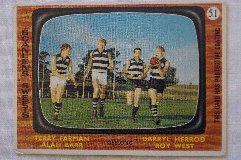 Geelong Cats AFL-VFL Football Vintage 1967 Scanlens Trade Card Farman ...